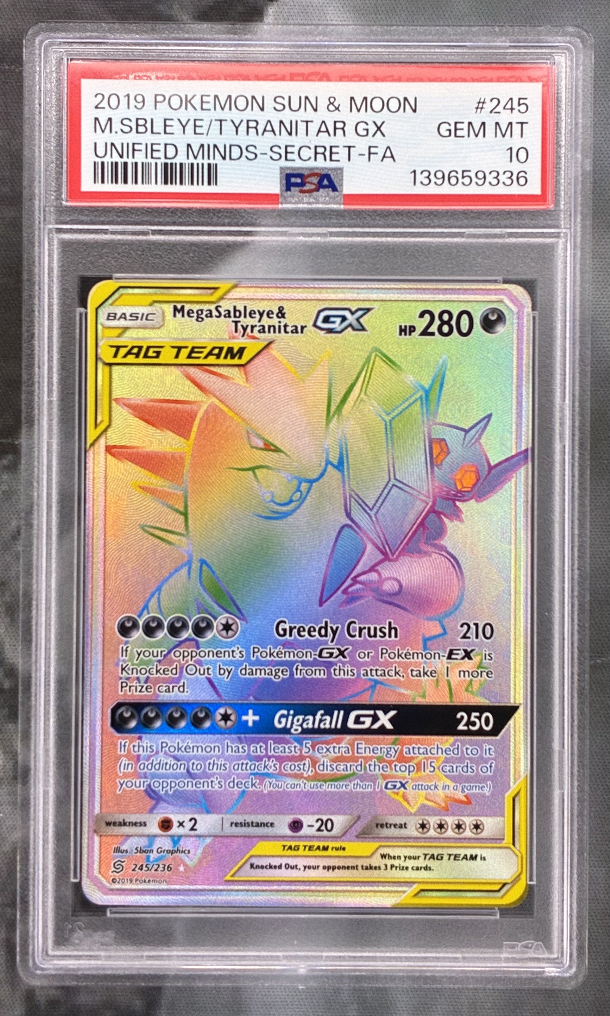 PSA 10 Pokémon Mega Sableye & Tyranitar GX Tag Team 245/236 – Unified ...