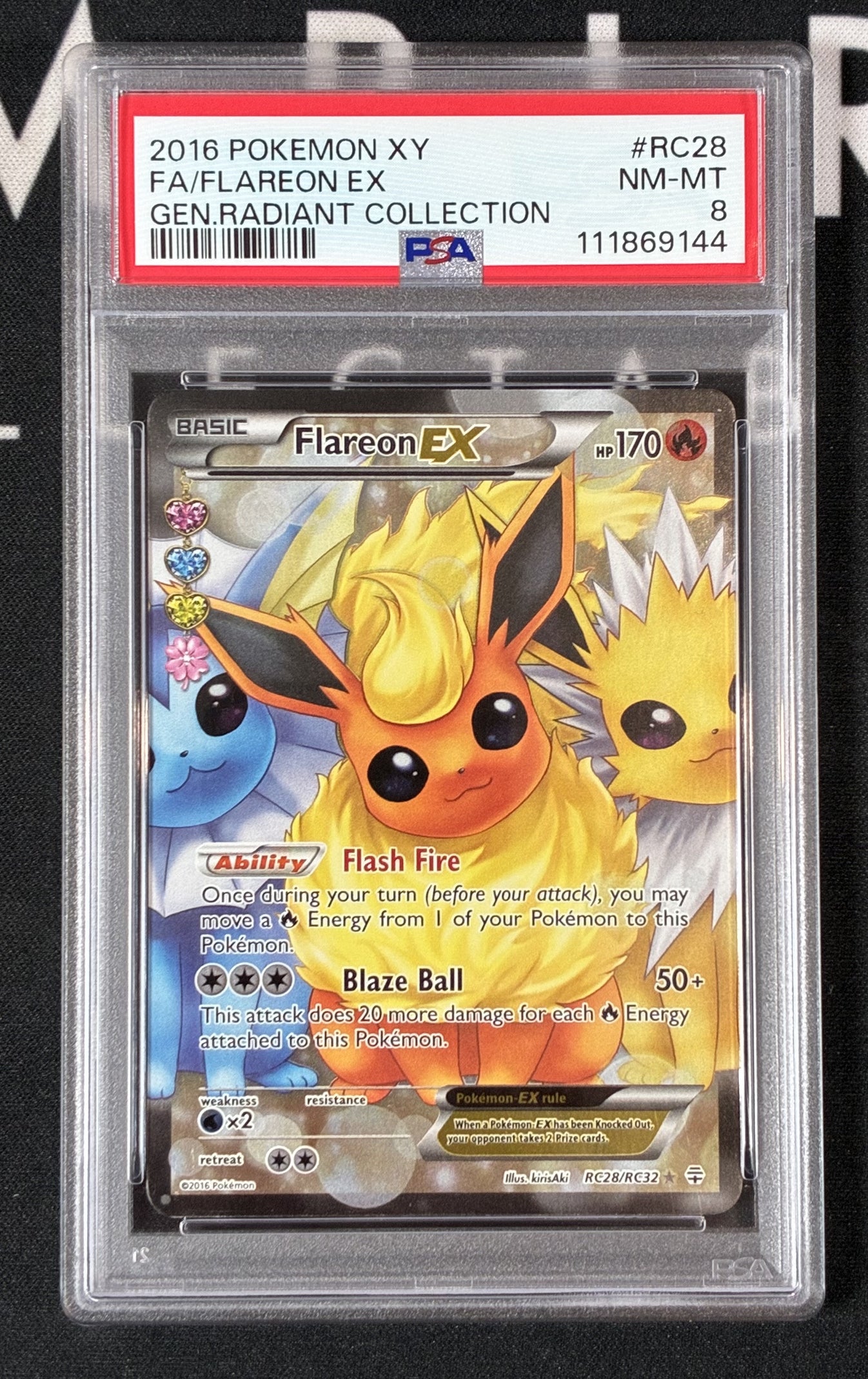 Flareon EX RC28/RC32 – PSA 8 – Full Art Radiant Collection ...