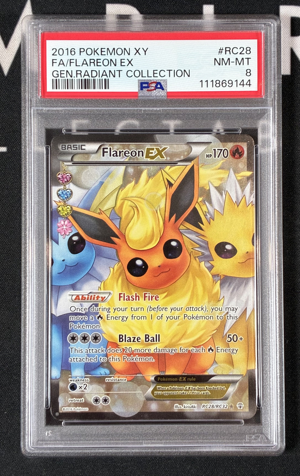 Flareon EX RC28/RC32 – PSA 8 – Full Art Radiant Collection ...