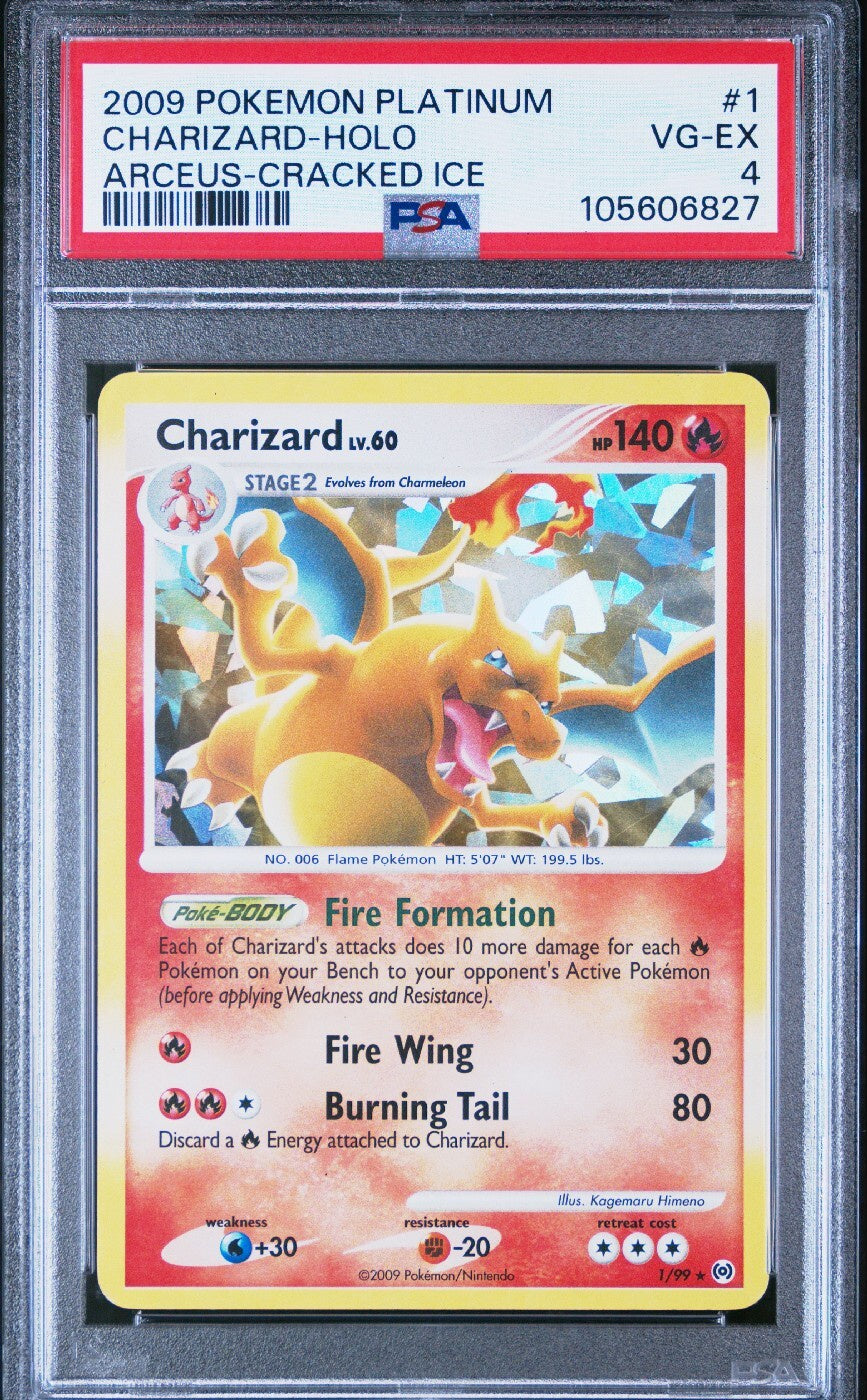 PSA 4 Charizard – 2009 Pokémon Platinum Arceus Cracked Ice Holo #1/99 ...