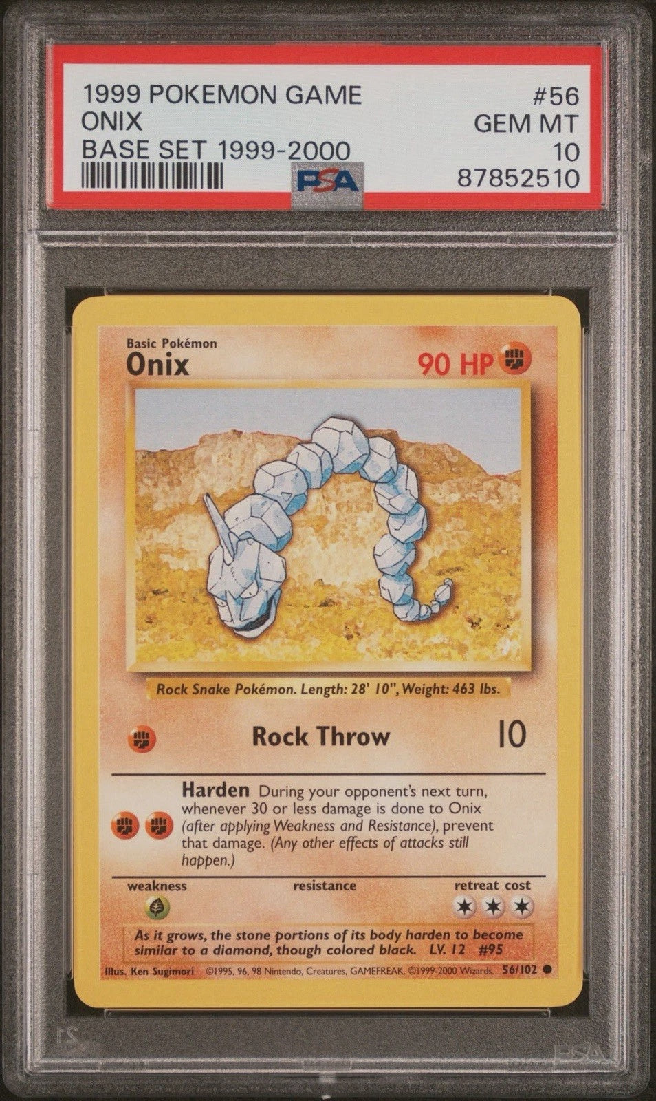 Onix 56/102 – Pokémon Base Set – PSA 10 – Urban Empire Collectables AU